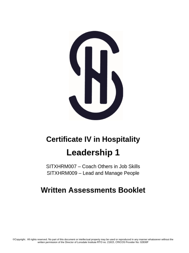 Leadership 1 Written Assessments Booklet V1 24.11.22 | PDF | Leadership ...
