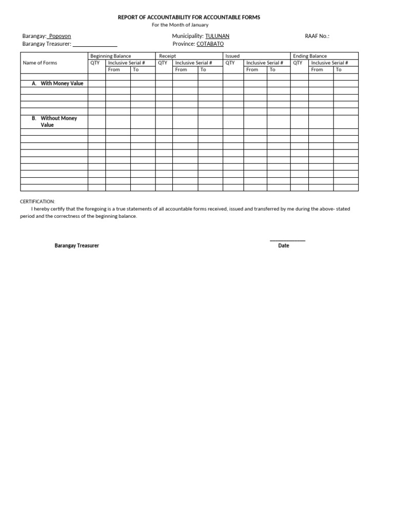 Report of Accountability For Accountable Forms | PDF