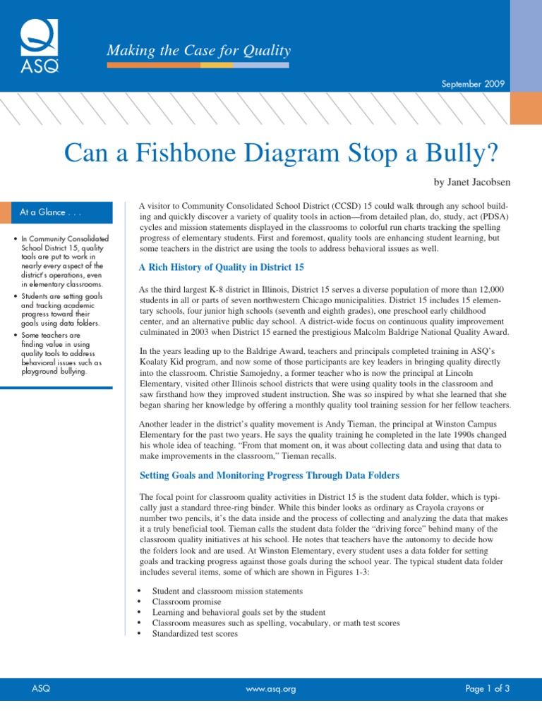 Fishbone Diagram Stop Bully | PDF | Bullying | Classroom