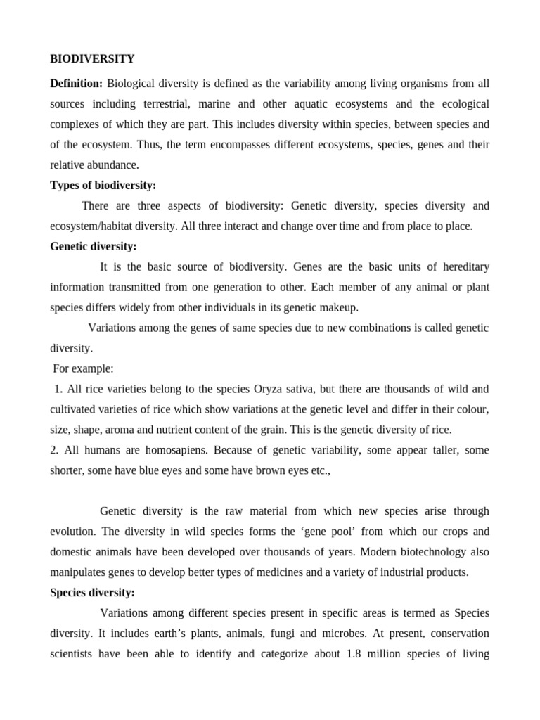Types of biodiversity | PDF | Biodiversity | Ecology