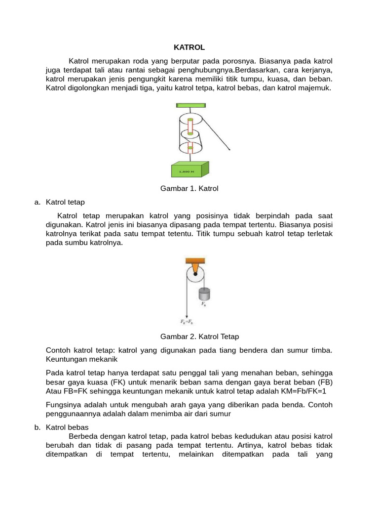 Jenis-Jenis Katrol dan Fungsinya | PDF