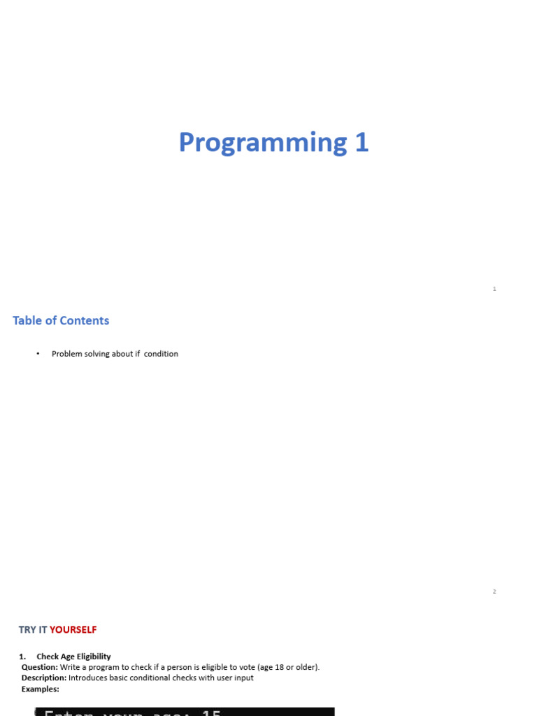 Assignment-Exercises If Conditions | PDF
