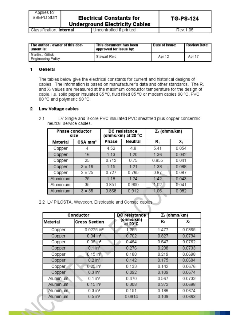 Cable Tech Data | PDF | Electrical Conductor | Cable
