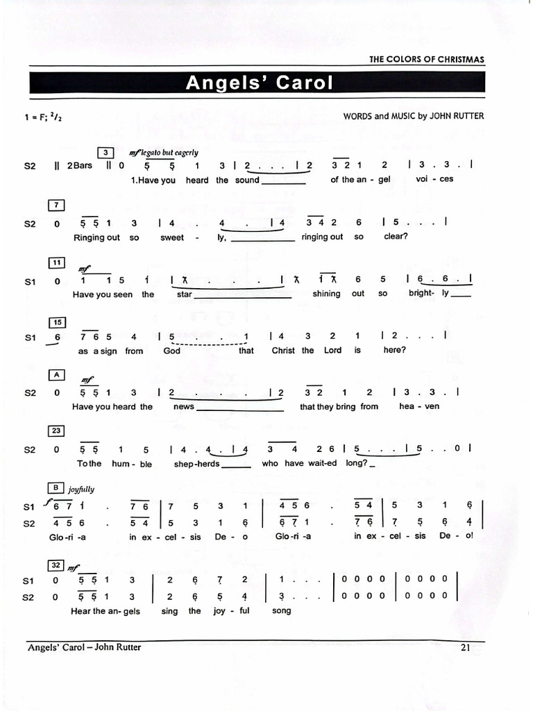 Angels Carol SA John Rutter | PDF