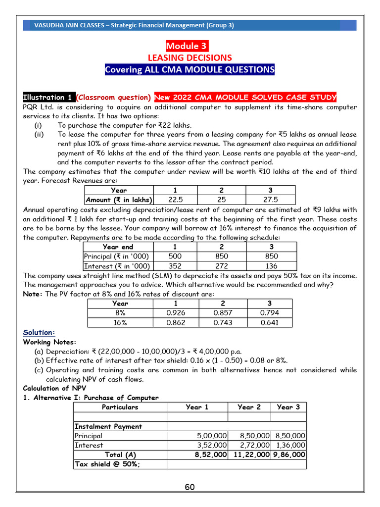 M3 Leasing | PDF | Present Value | Depreciation
