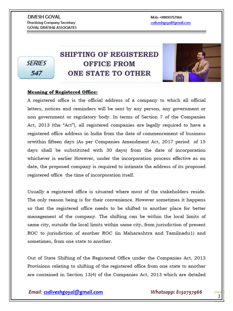 Shifting Registered Office: Step-by-Step Guide | PDF | Affidavit ...