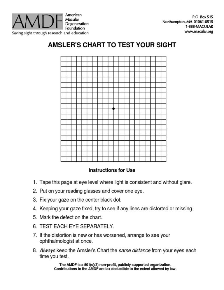 Amsler'S Chart To Test Your Sight: Instructions For Use | PDF | Self ...