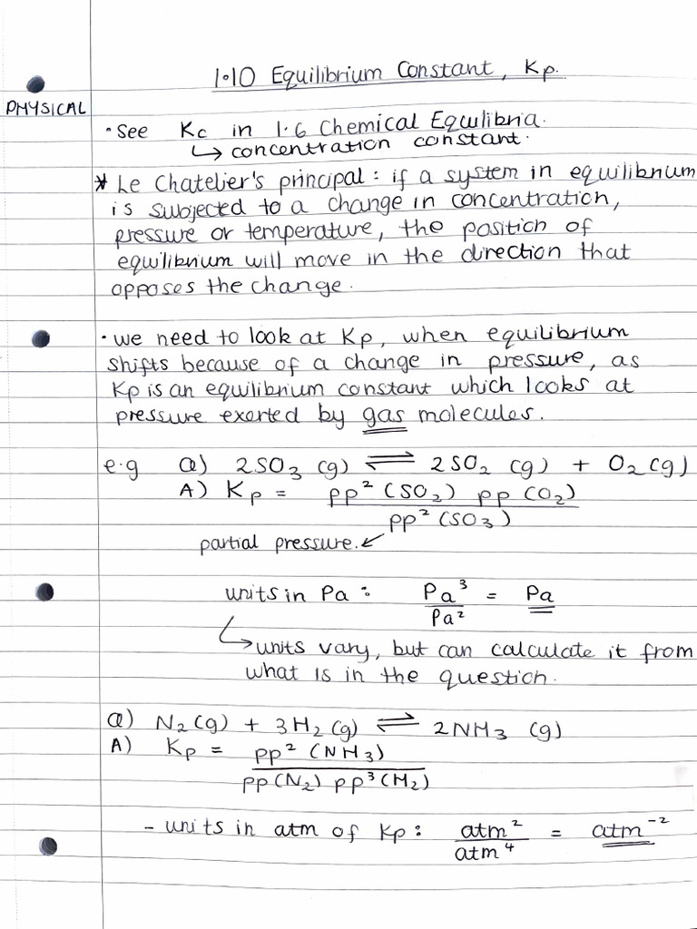 Equilibrium Constant KP | PDF | Physical Chemistry