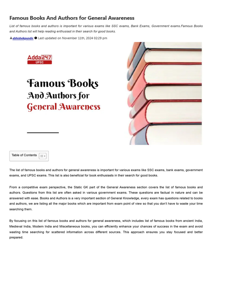 D. Famous Books and Authors | PDF