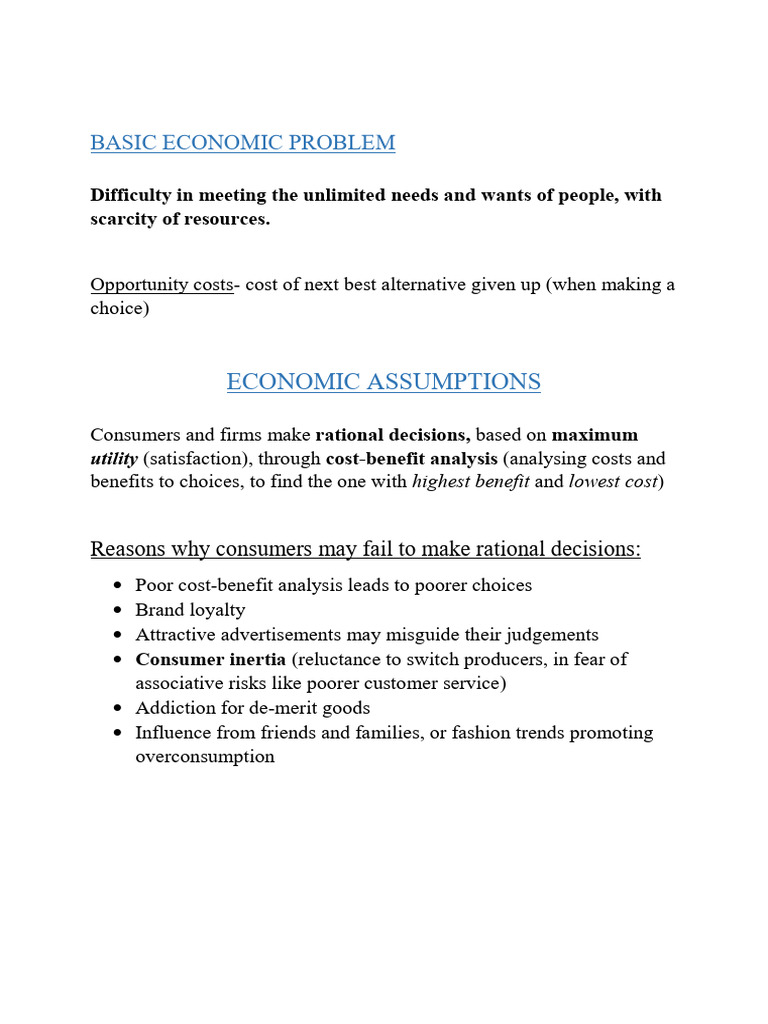 Understanding the Basic Economic Problem | PDF