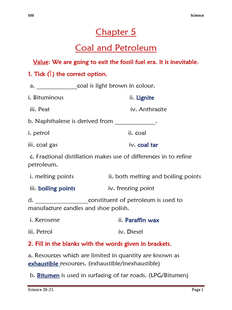 Coal and Petroleum Textbook Solutions | PDF | Fuels | Natural Gas