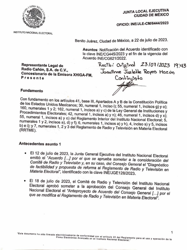 Acuse de Recibido Acuerdo Ine | PDF | Gobierno