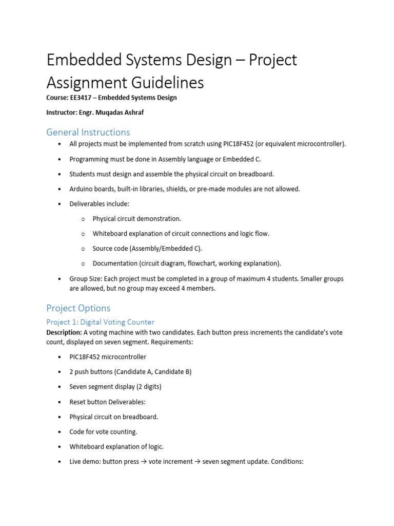 Embedded Systems Project Guidelines | PDF | Input/Output | Computer ...