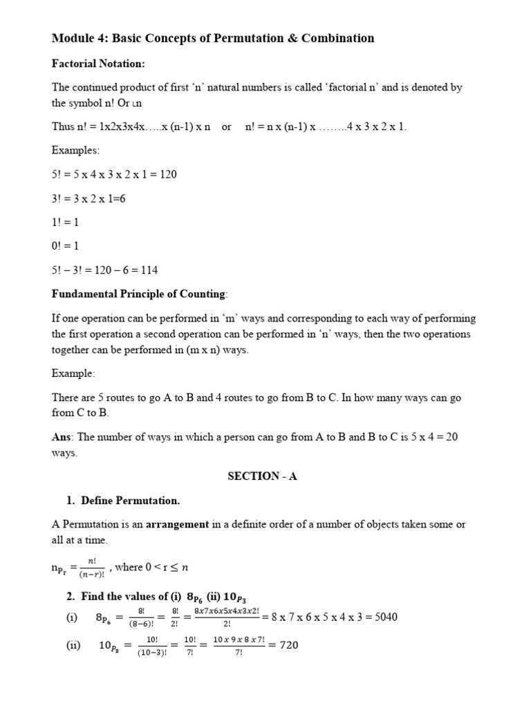 Permutation and Combination | PDF | Permutation | Abstract Algebra