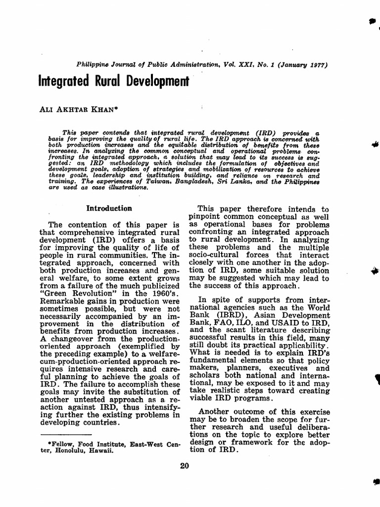 Integrated Rural Development Strategies | PDF | Leadership | Agriculture