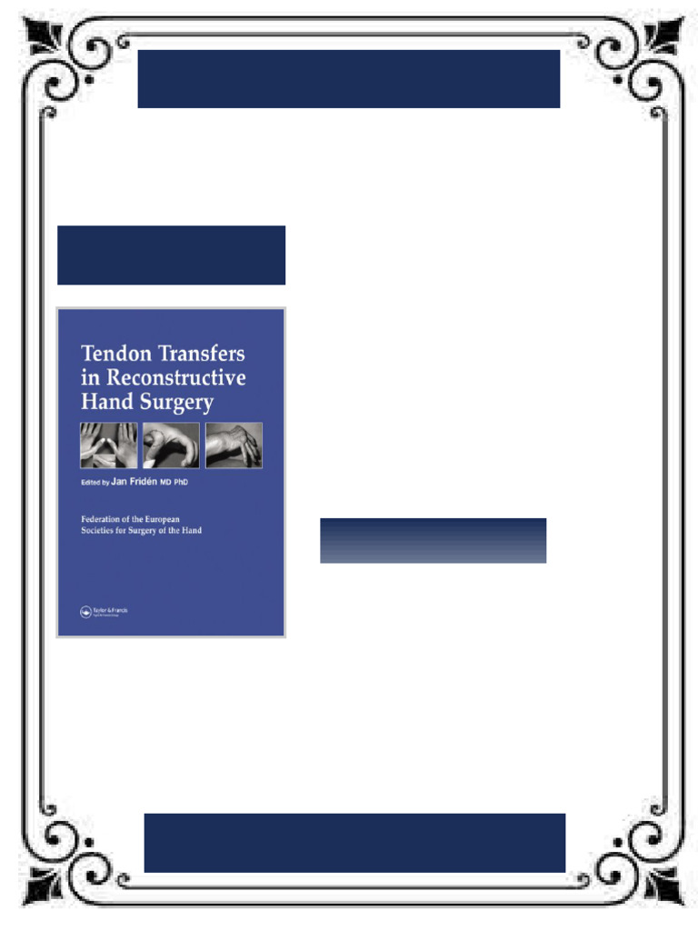 Tendon Transfers in Reconstructive Hand Surgery 1st Edition Jan Friden ...
