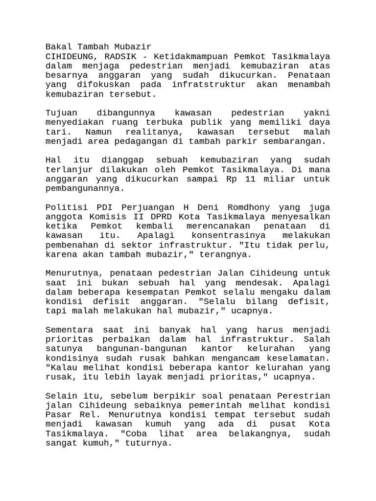 Bakal Tambah Mubazir | PDF