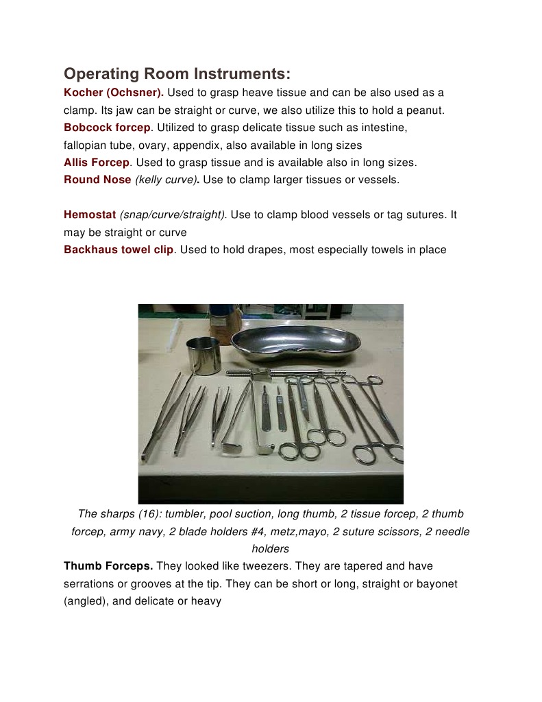 Operating Room Instruments | PDF