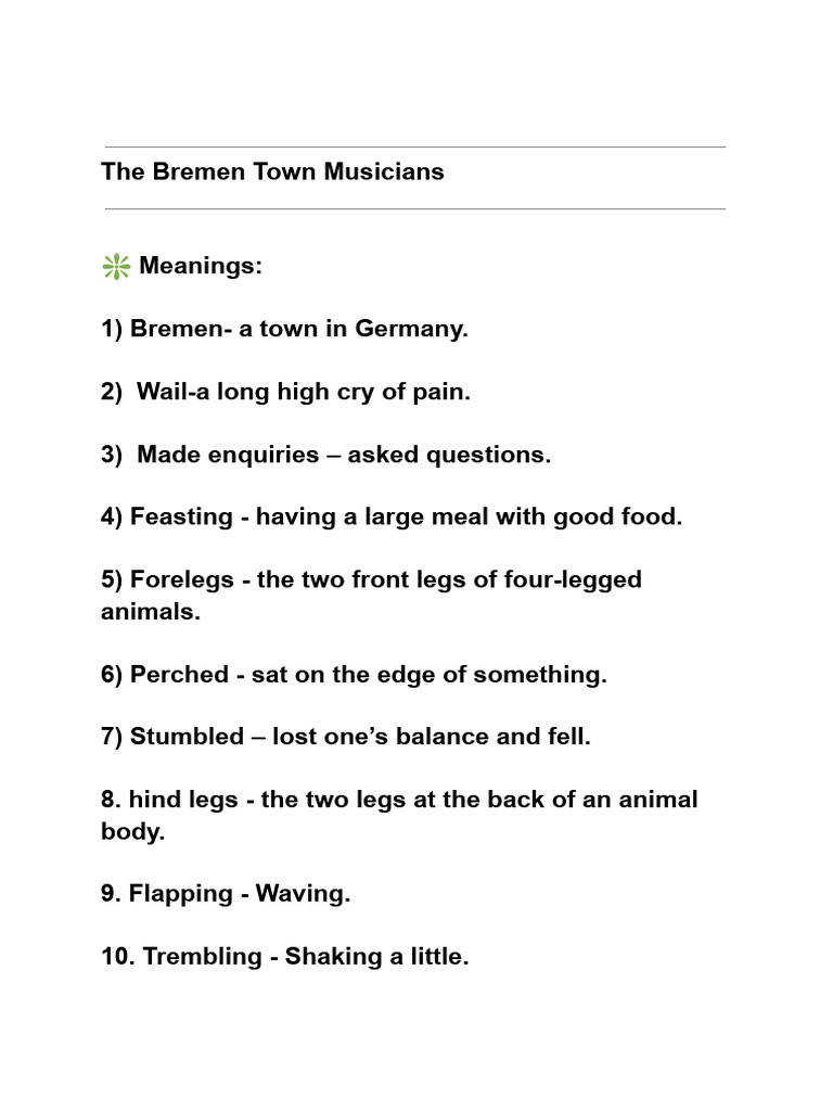 The Bremen Town Musicians | PDF