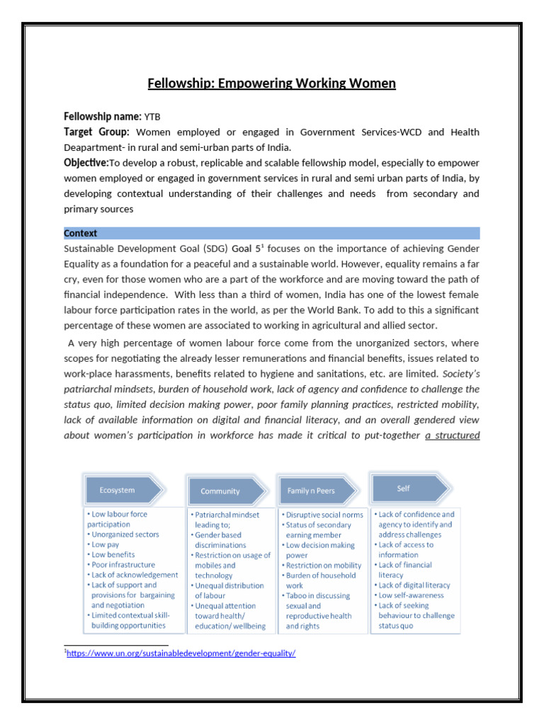 In Serivice Women Fellowship Concept Note | PDF | Workforce | Social ...