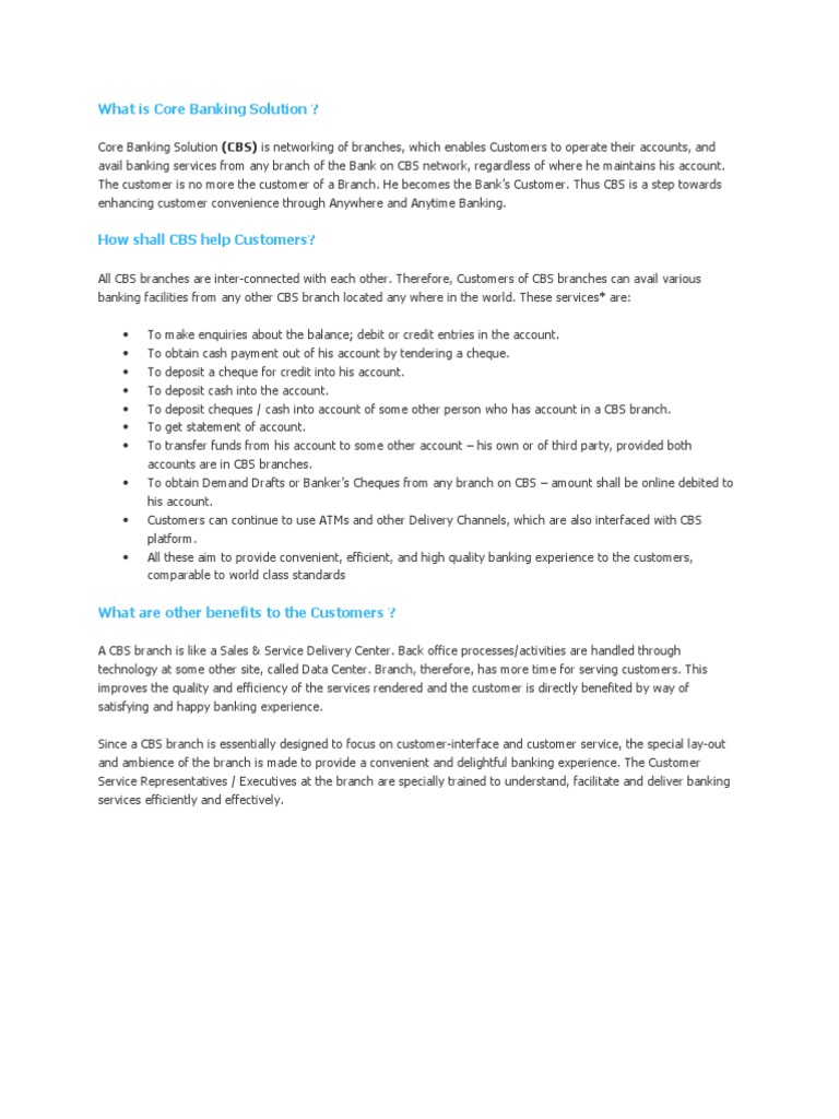 What Is Core Banking Solution | PDF | Cheque | Banks