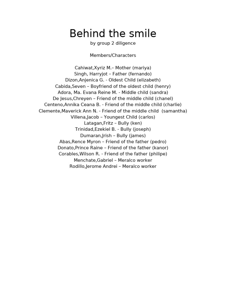 Computermovie Behind The Smile Script | PDF