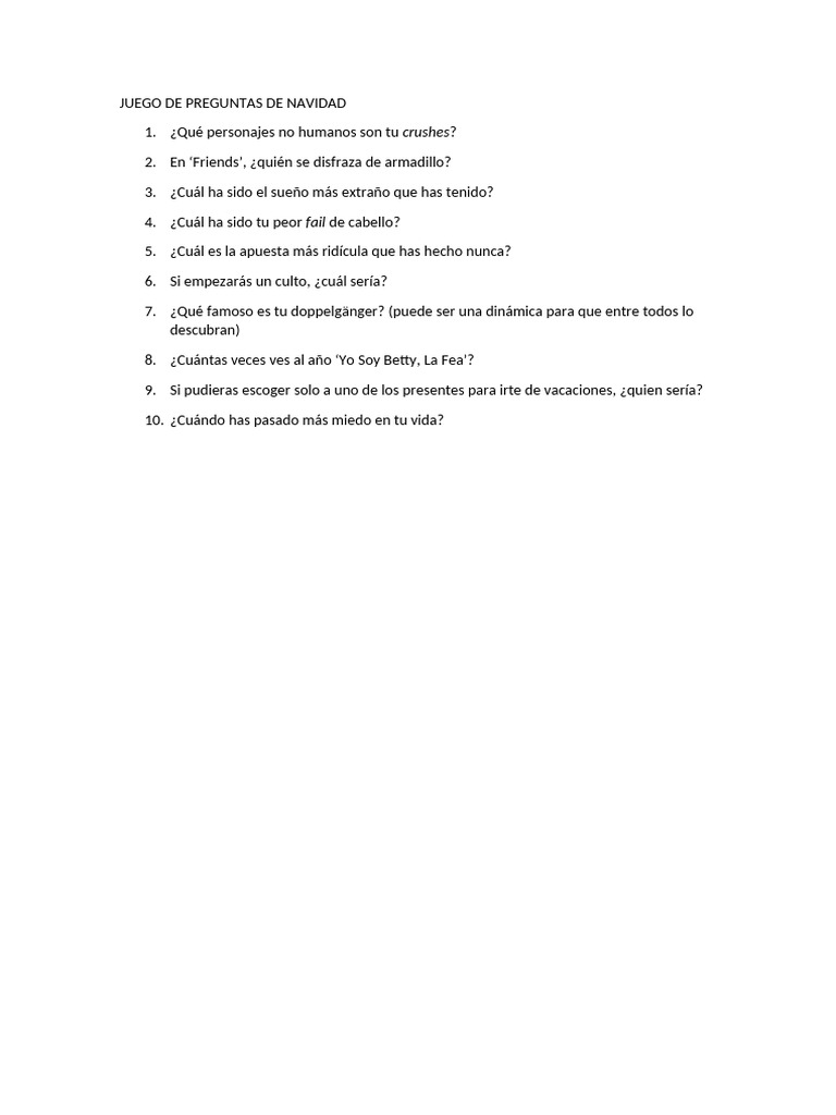 Preguntas Divertidas para Navidad | PDF