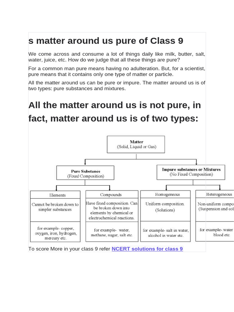 Understanding Pure and Impure Matter | PDF