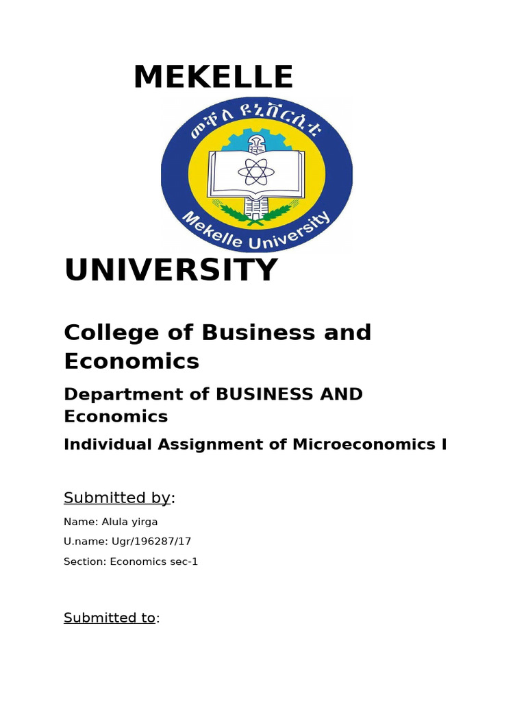 Mekelle: College of Business and Economics | PDF
