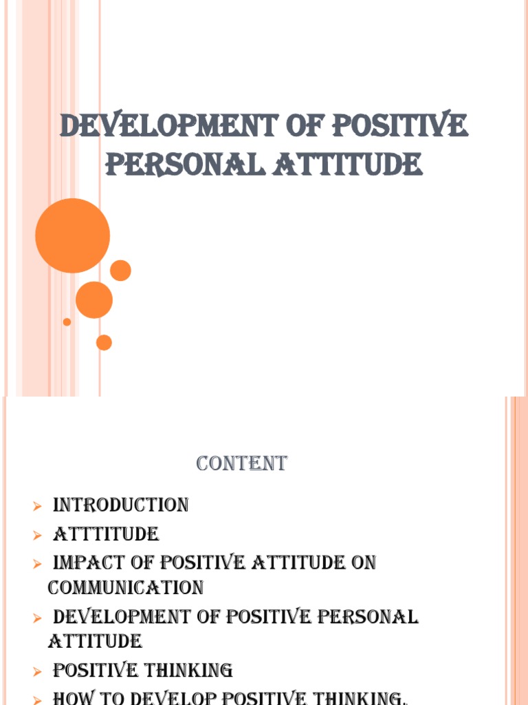 Development of Positive Personal Attitude | Attitude (Psychology) | Thought