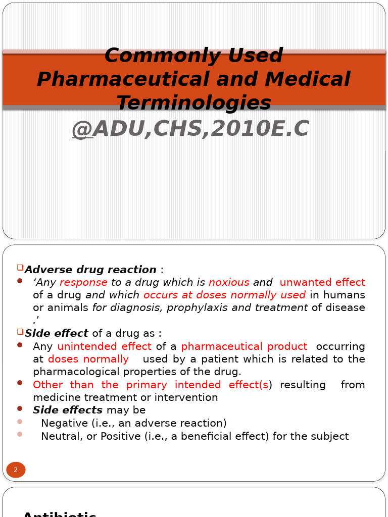 Pharmaceutical Terminology Guide | PDF | Chemistry | Dose (Biochemistry)