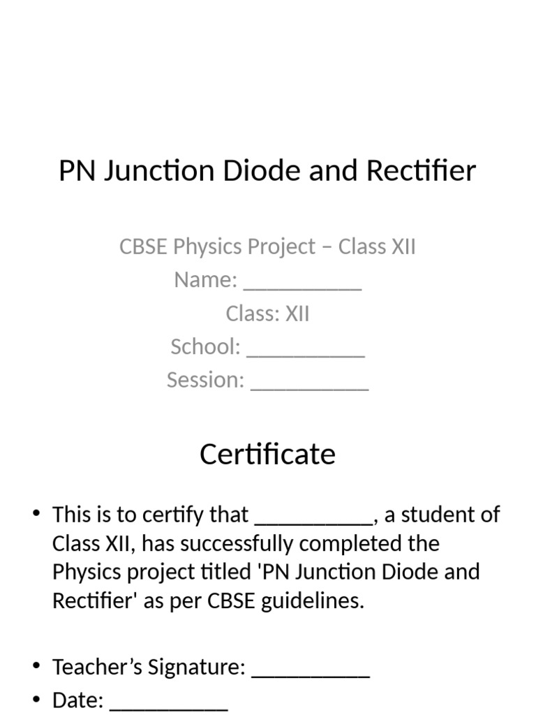 PN Junction Diode & Rectifier Project | PDF