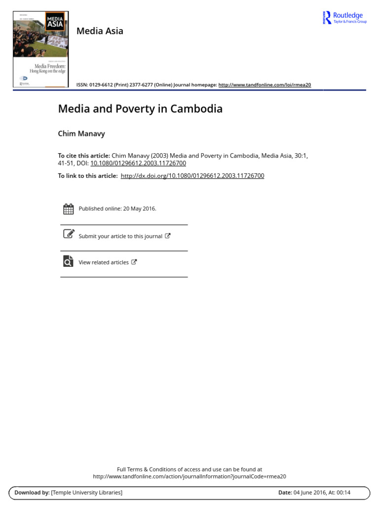 Media's Role in Cambodia's Poverty | PDF | Poverty Reduction Strategy ...