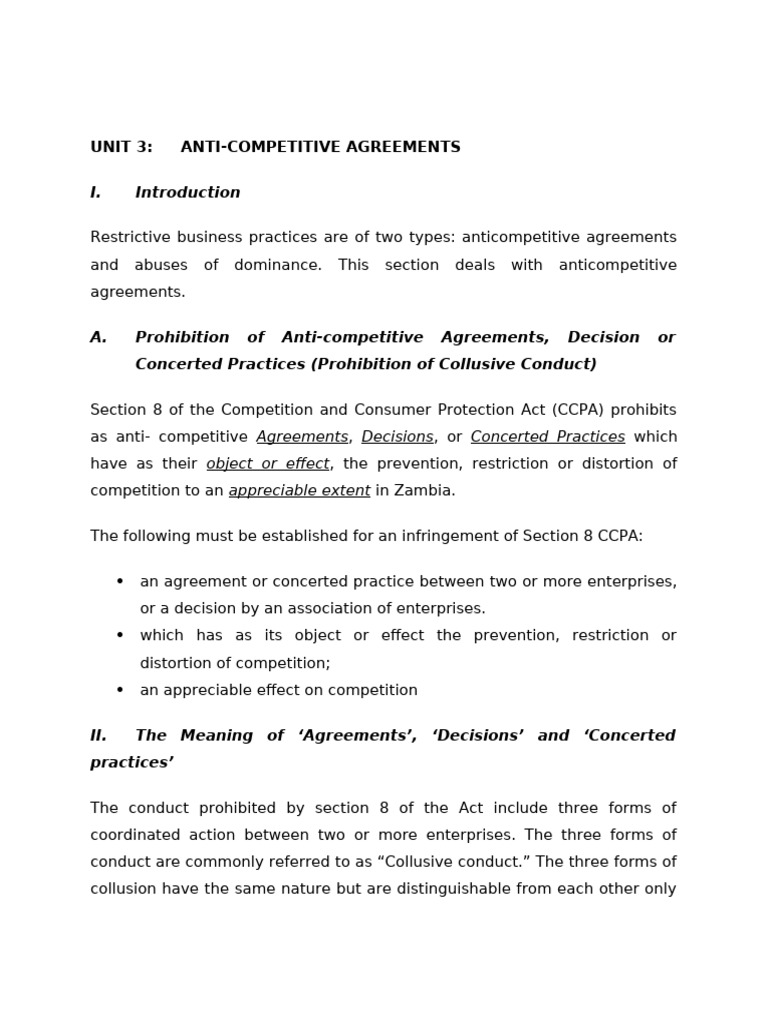 L460 Unit 3 Anti-Competitive Agreements | PDF | Competition Law ...