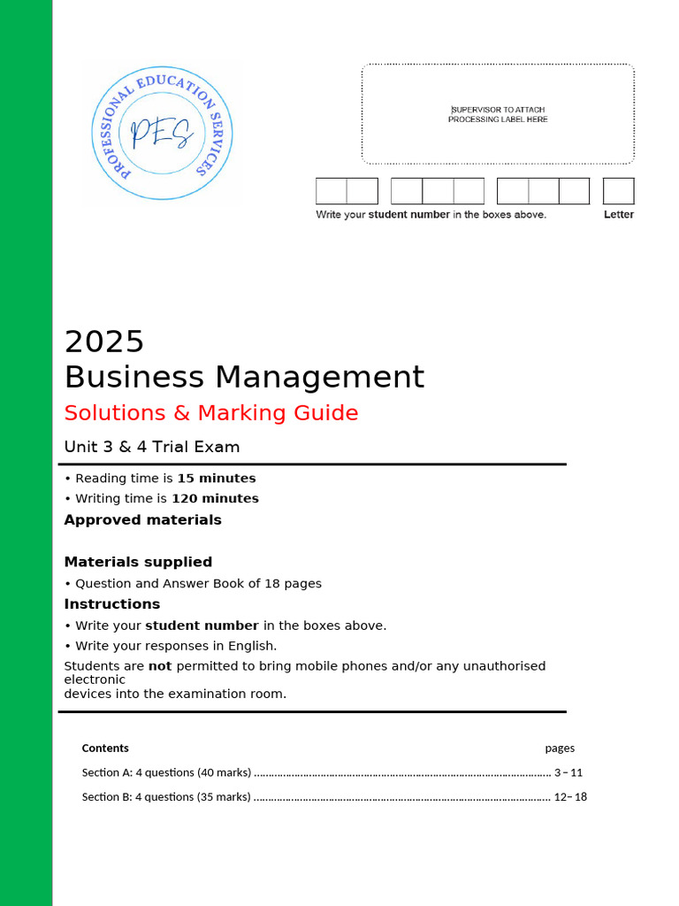 Business Management Trial Exam Guide | PDF | Goal | Goal Setting