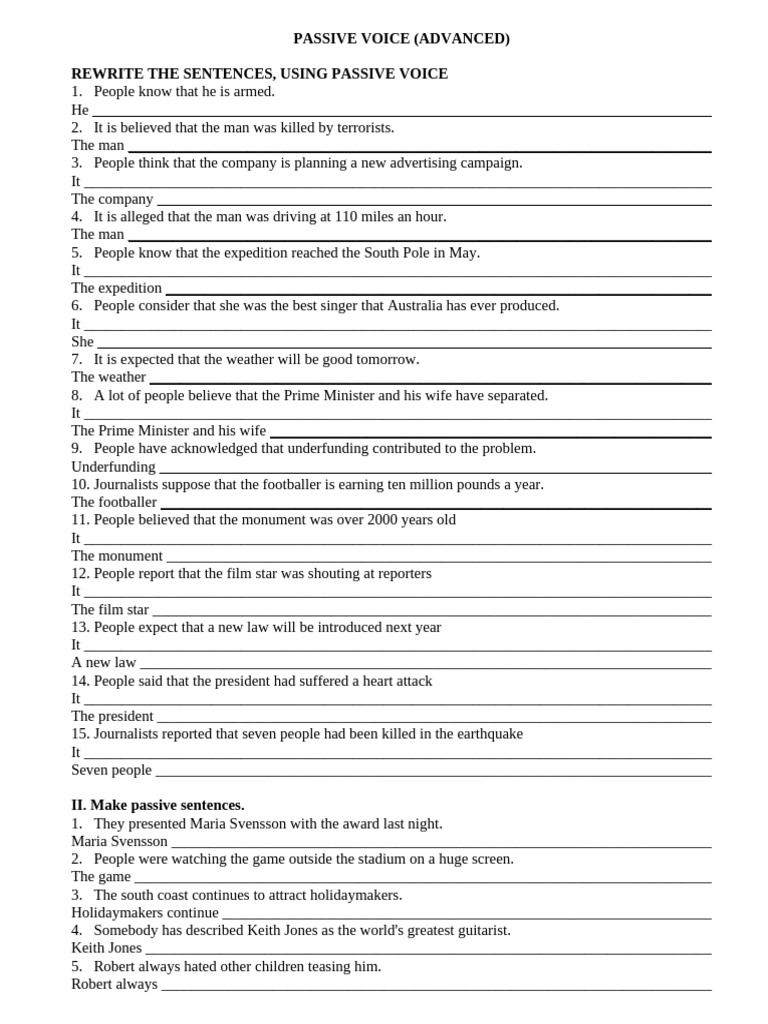 Advanced Passive Voice Exercises | PDF
