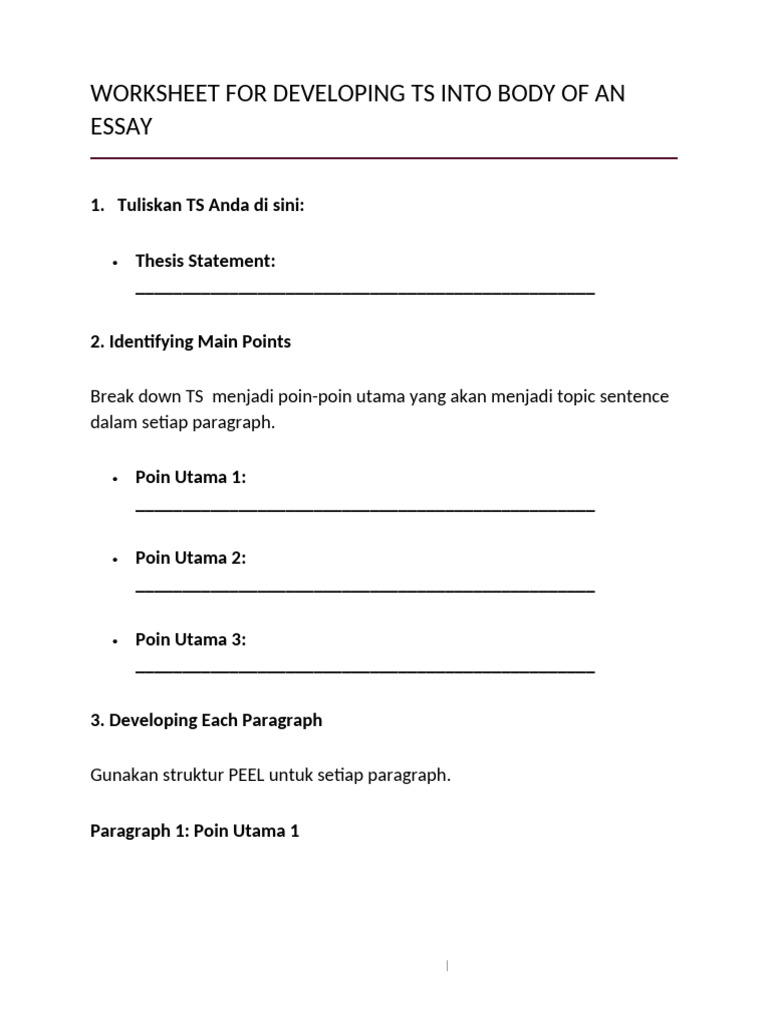 Worksheet for Developing Body | PDF