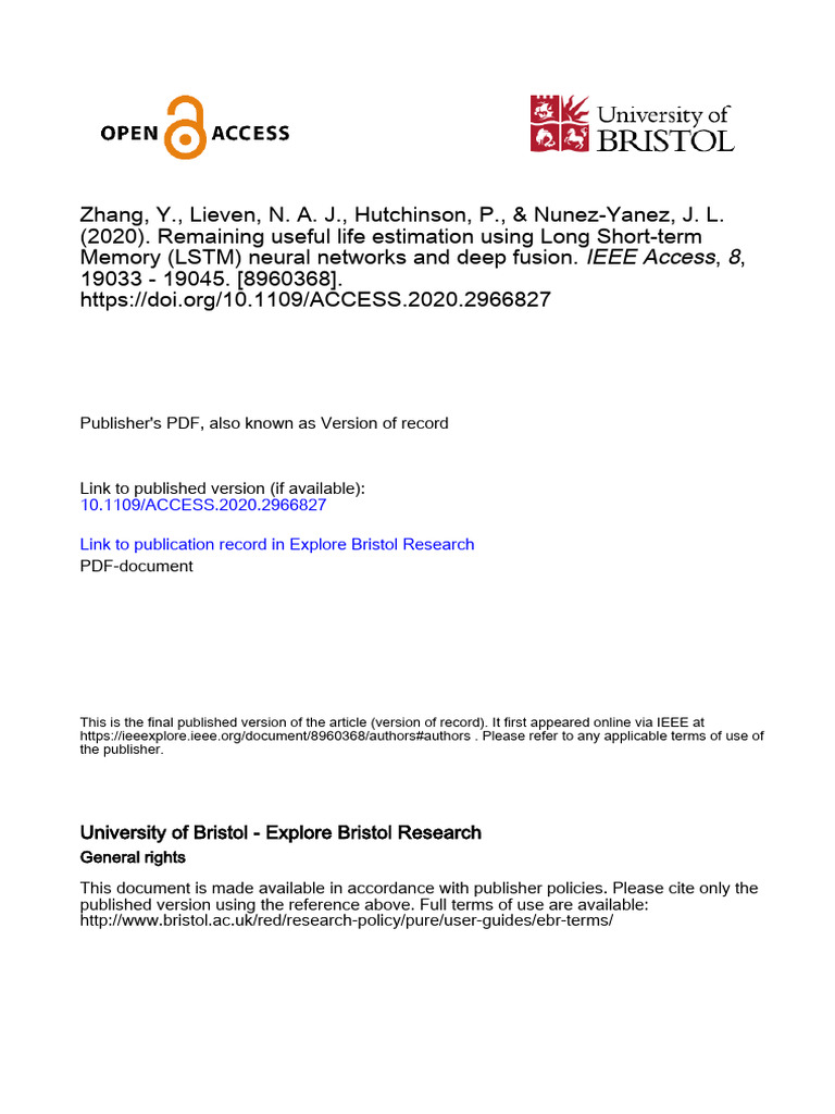 Remaining Useful Life Estimation Using Long Short Term 3fvmvgy6r0 | PDF ...