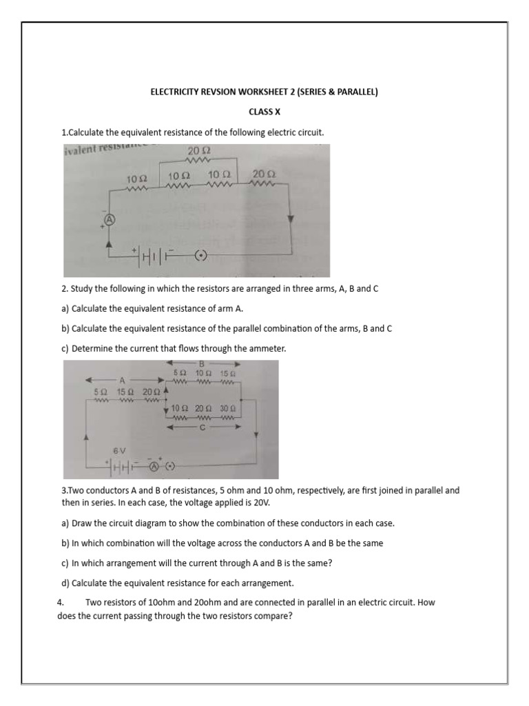Electricity Revision Worksheet 2 | PDF