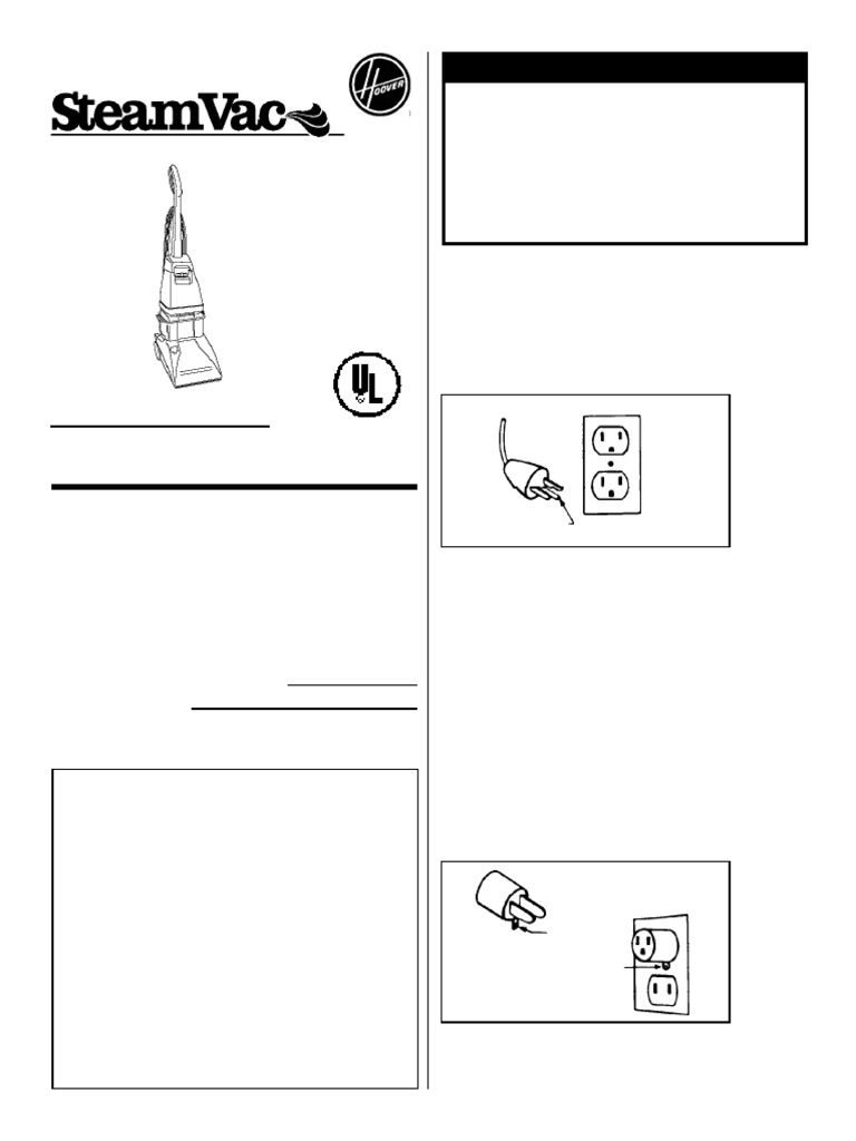Hoover Steamvac Owners Manual | PDF | Vacuum Cleaner