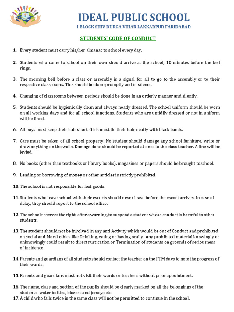 Students' Code of Conduct Guide | PDF