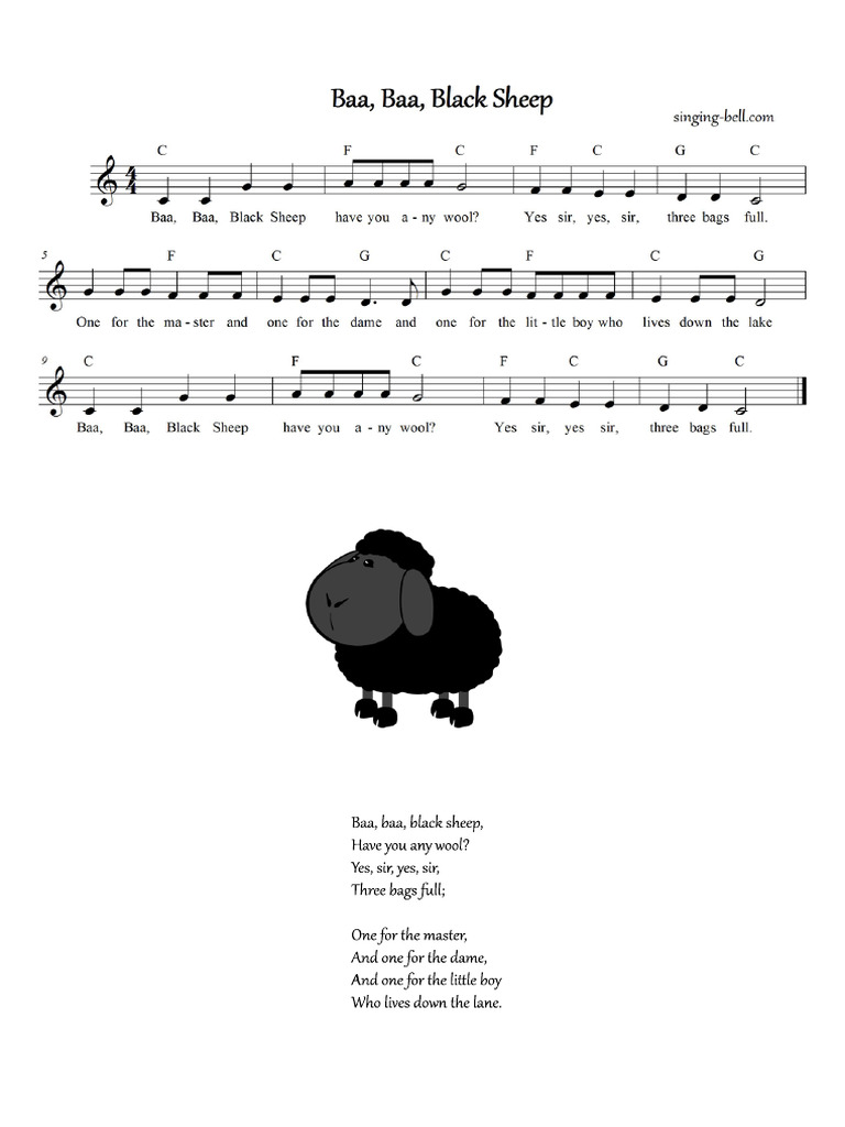 Baa Baa Black Sheep Singing Bell | PDF