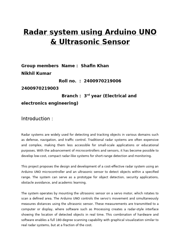 Arduino-Based Ultrasonic Radar System | PDF