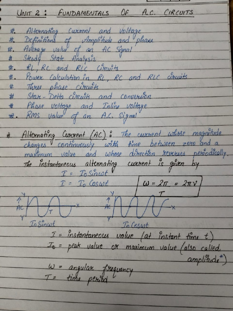 Fundamentals of AC Circuits Notes | PDF