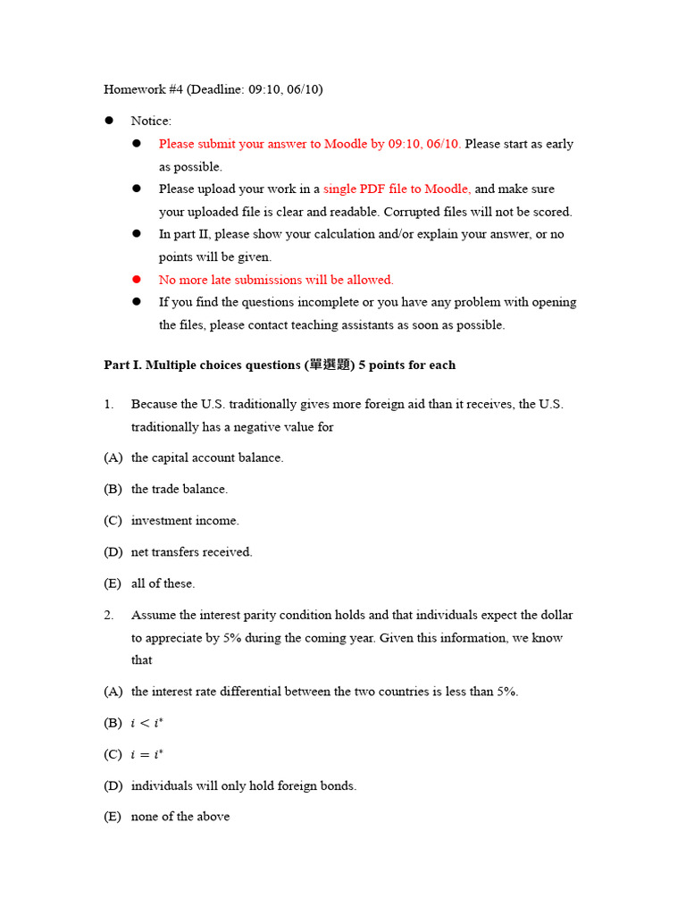 Homework #4: Economics Questions & Guidelines | PDF | Investing | Money