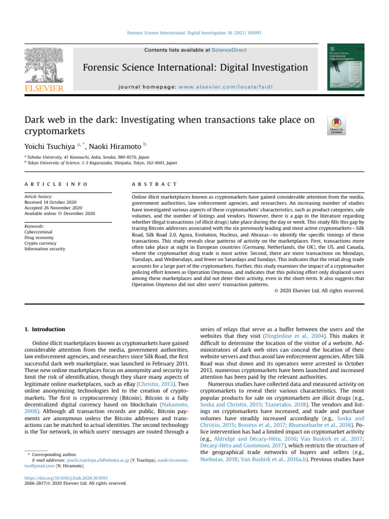 Dark Web in The Dark Investigation When Transactions Take Place On ...