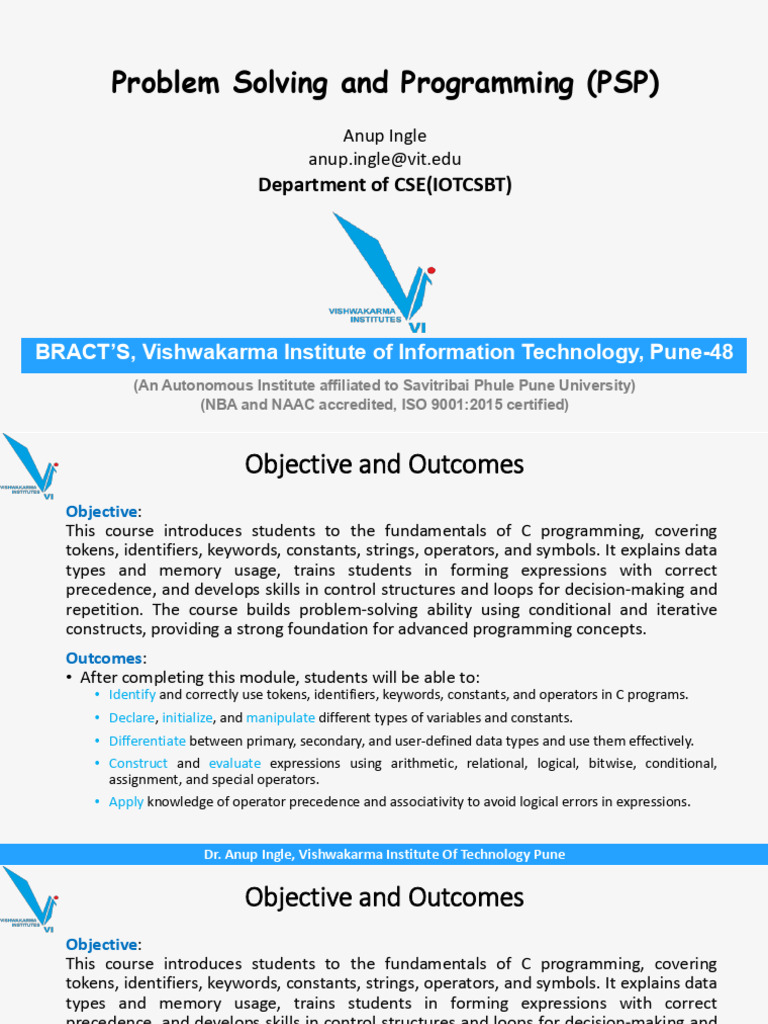 Problem Solving and Programming 2025 26 Section I Part 3 | PDF ...