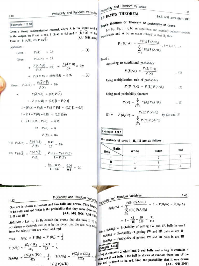 Maths Unit 1 | PDF | Random Variable | Probability Theory