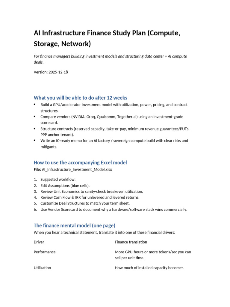 AI Infrastructure Finance Study Guide | PDF | Data Center | Computing
