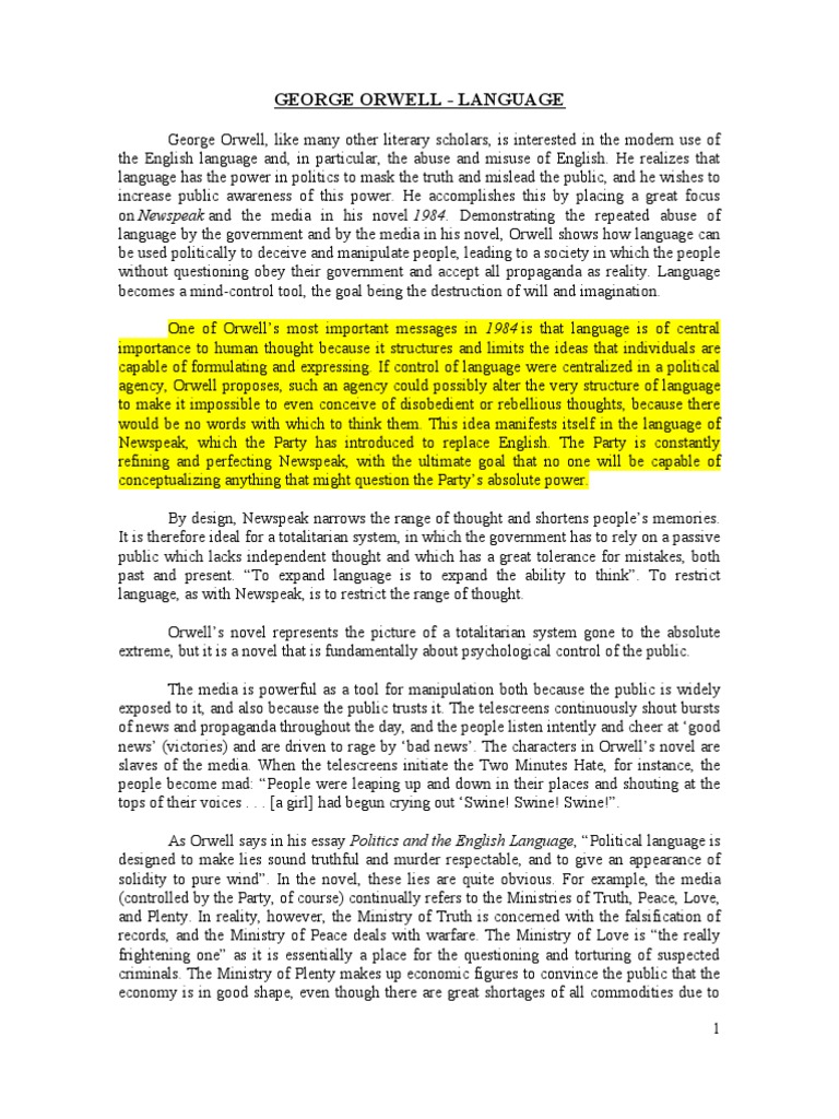 Language George Orwell | PDF | George Orwell | Languages